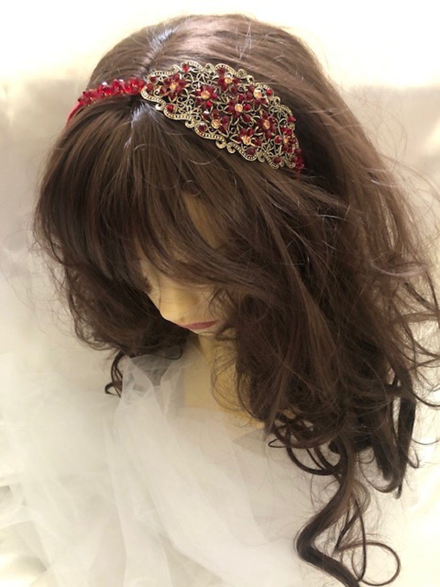 Ruby - Red Crystal Fascinator - Only One! - Folksy