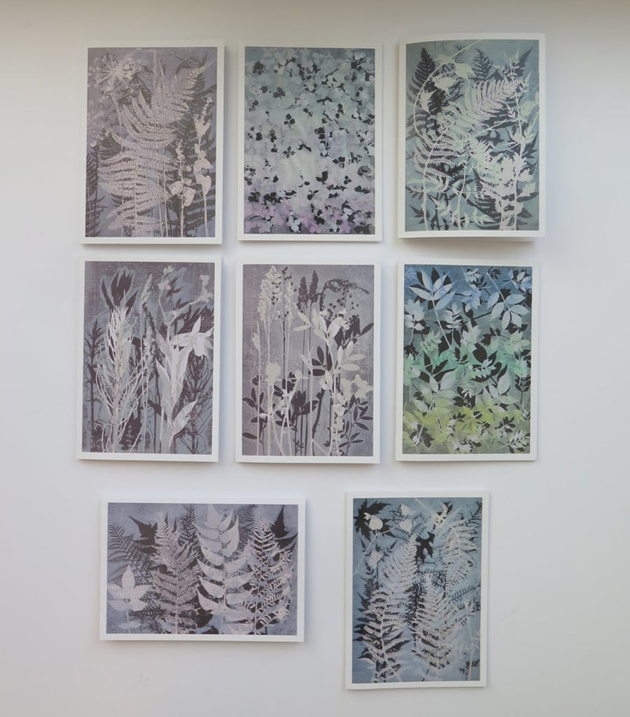 Set of 8 blank cards Botanical design from orig... - Folksy