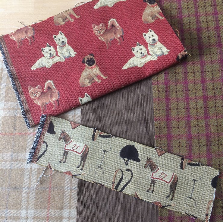 Pug Dog Horse Tweed Brown Red PInk DIY Patchwor... - Folksy