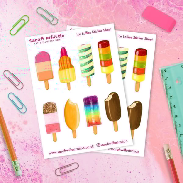 Ice Lolly Sticker Sheet - Folksy