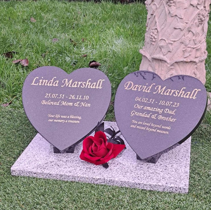 Memorial Heart GraveStone Flat Granite Cemetery... - Folksy