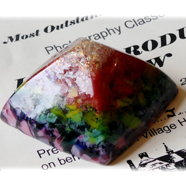 Glass Pyramid Paperweight Fused Rainbow Volcano - Folksy