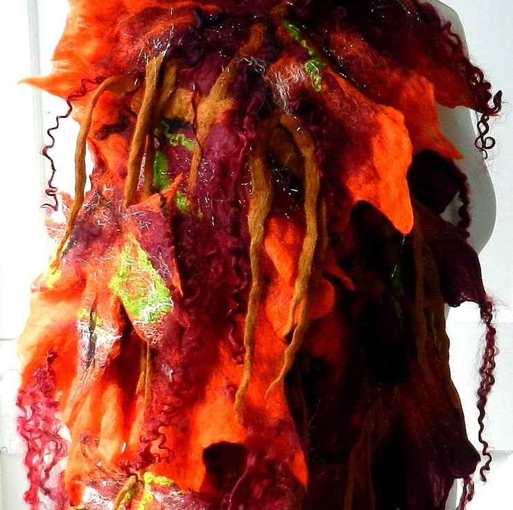FELTED SCARF ---100%MERINO WOOL--AUTUMN KISS- - Folksy