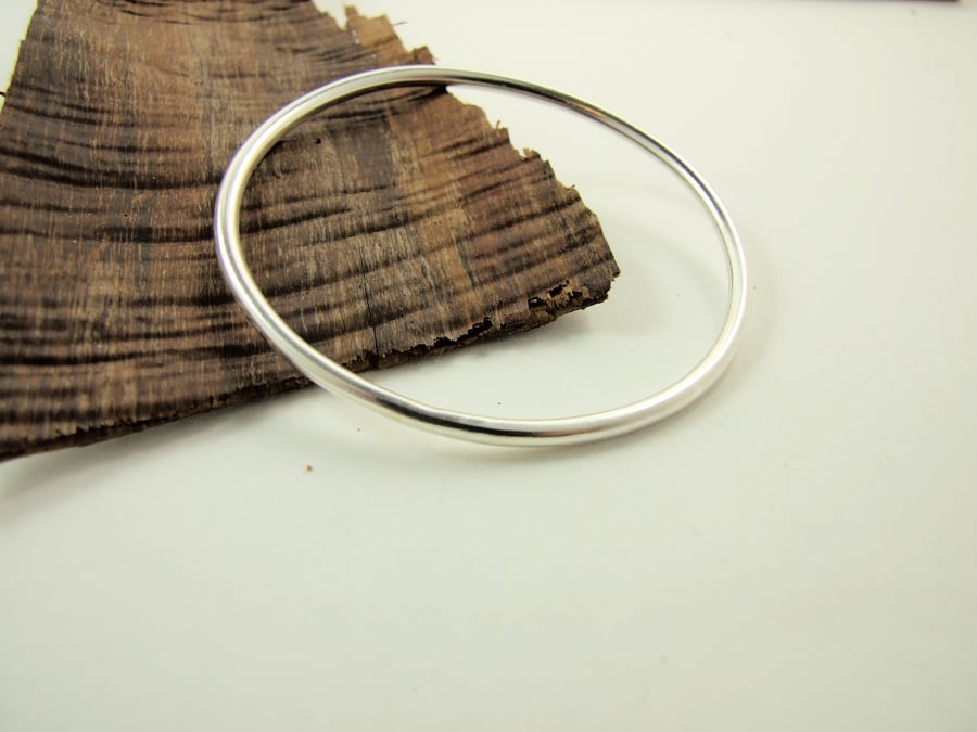 Sterling Silver Heavy Smooth Oval Bangle - Folksy