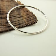 Sterling Silver Heavy Smooth Oval Bangle - Folksy