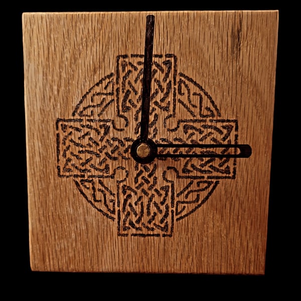 Solid Oak Gothic Cross Mantle Clock - Folksy