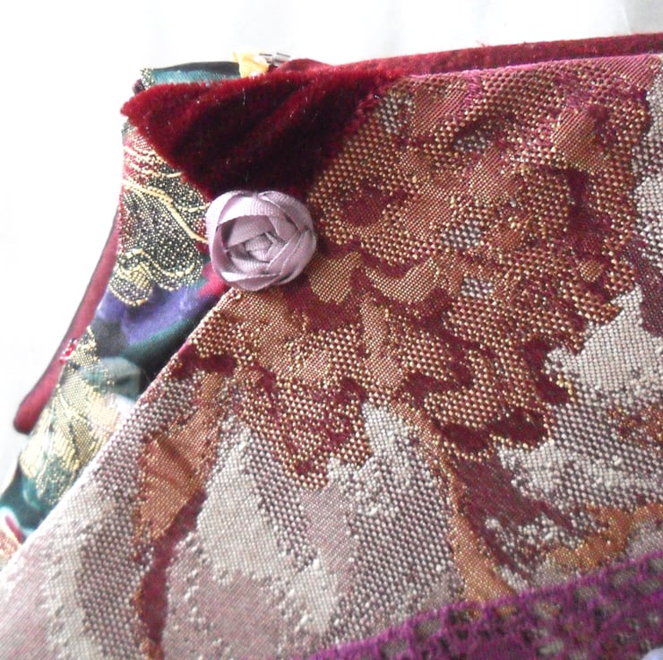 Red evening bag with crazy patchwork and ribbon... - Folksy