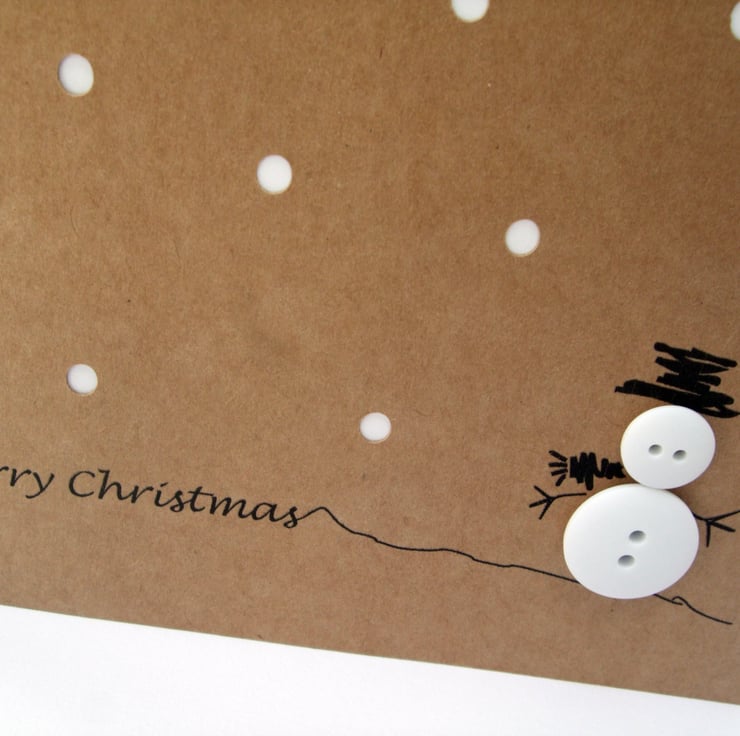 Button Snowman Christmas Card - Folksy