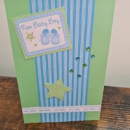 New Baby Card, Green and Blue Baby Shoes, Baby ... - Folksy
