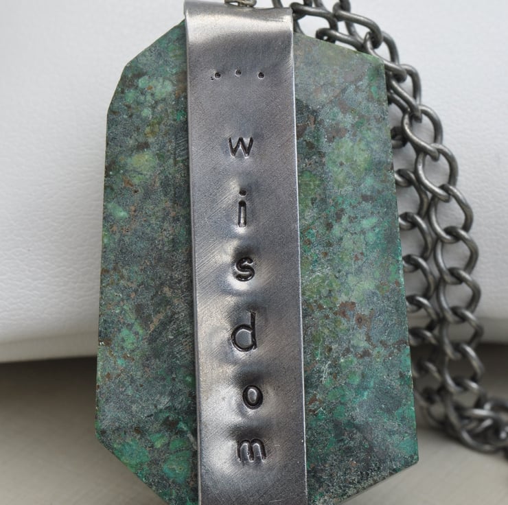 Wisdom African Turquoise, Hand Stamped Necklace - Folksy