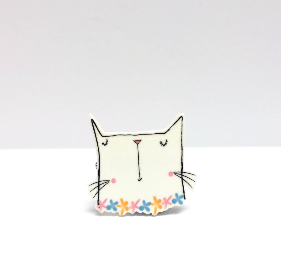 Spring Kitty Pin Badge - Folksy