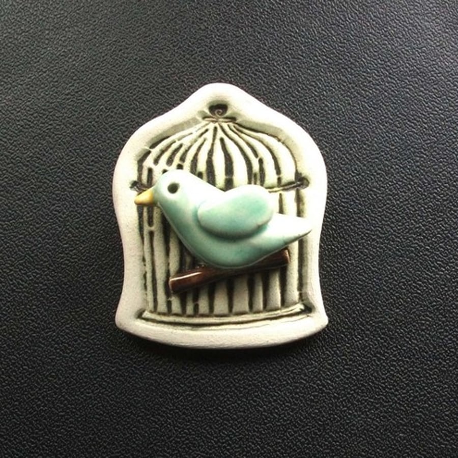 little bird cage brooch - Folksy