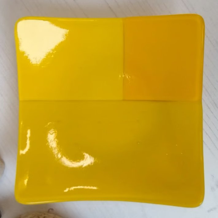 Trio of Yellows Fused Glass sushi plate, Though... - Folksy