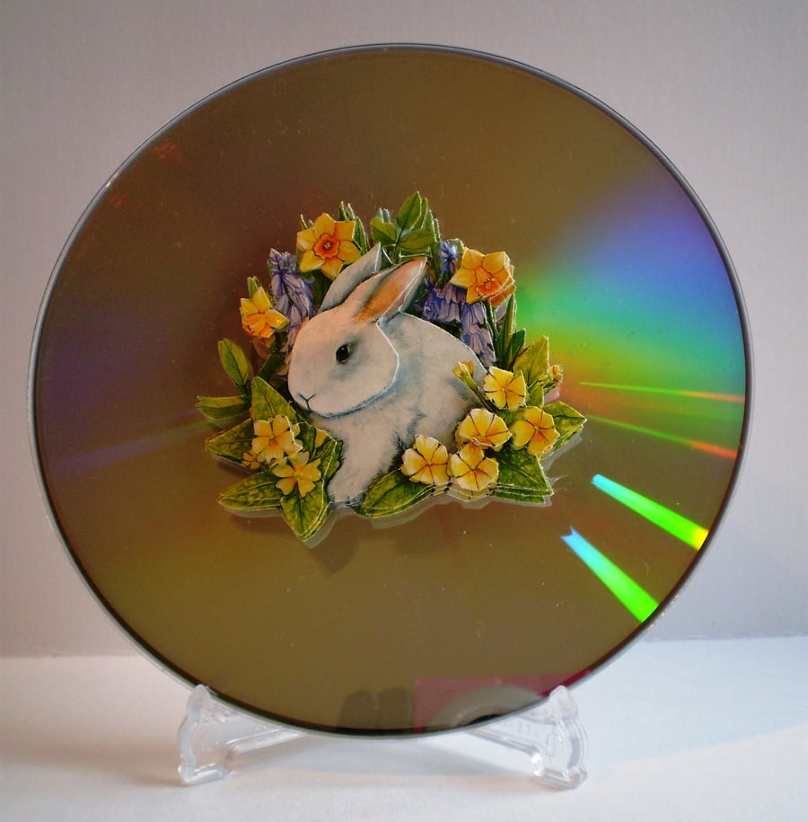 Rabbit 3D,Decoupage on CD,Personalise,Gift, SALE - Folksy