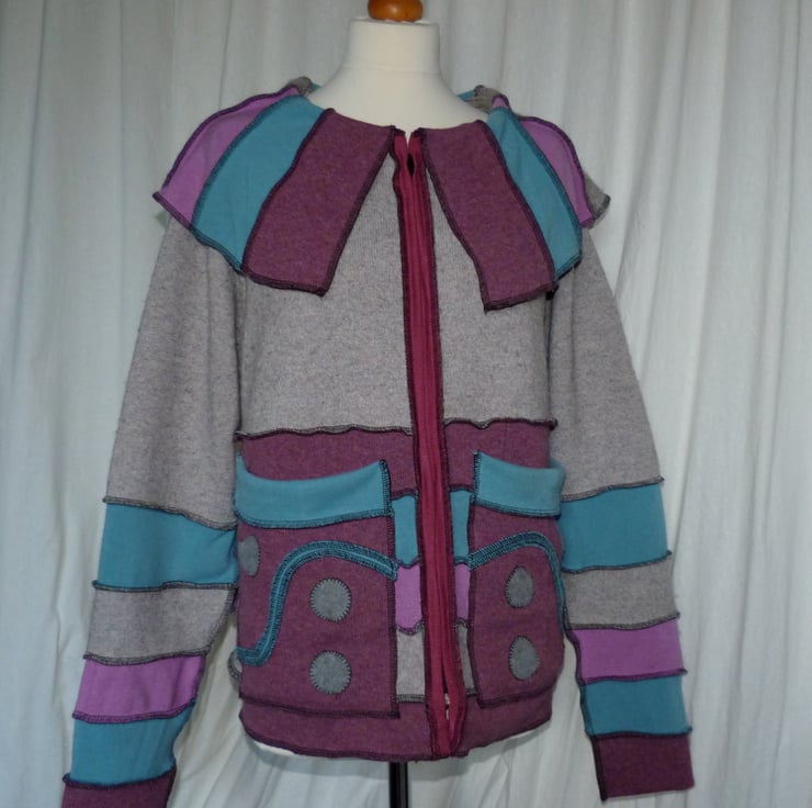 Upcycled Jacket with Zip Front and Shawl Colla... - Folksy