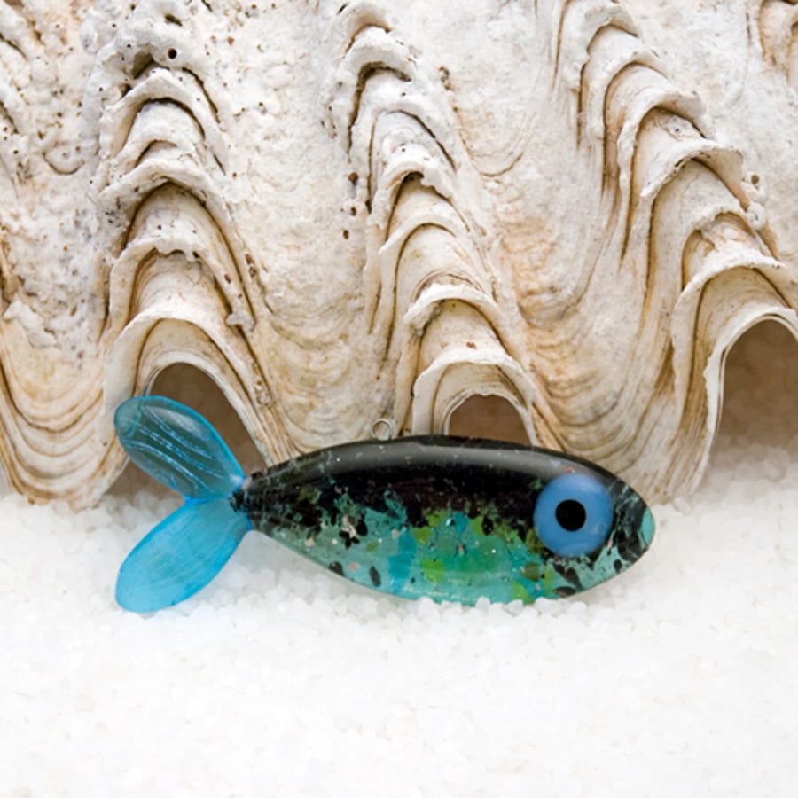 Aquamarine Blue Fused Glass Fish Decoration - Folksy
