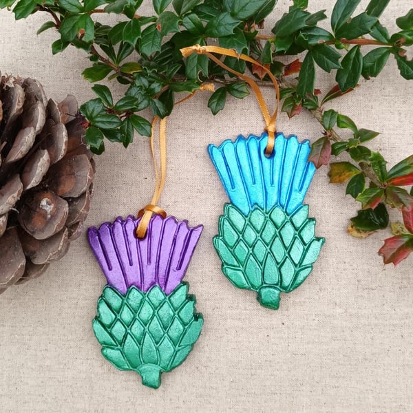 Scottish Thistle Metallic Decoration, Flower of... - Folksy