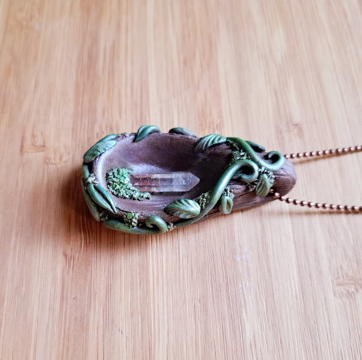 Lemurian Crystal and Polymer Clay Woodland Amul... - Folksy