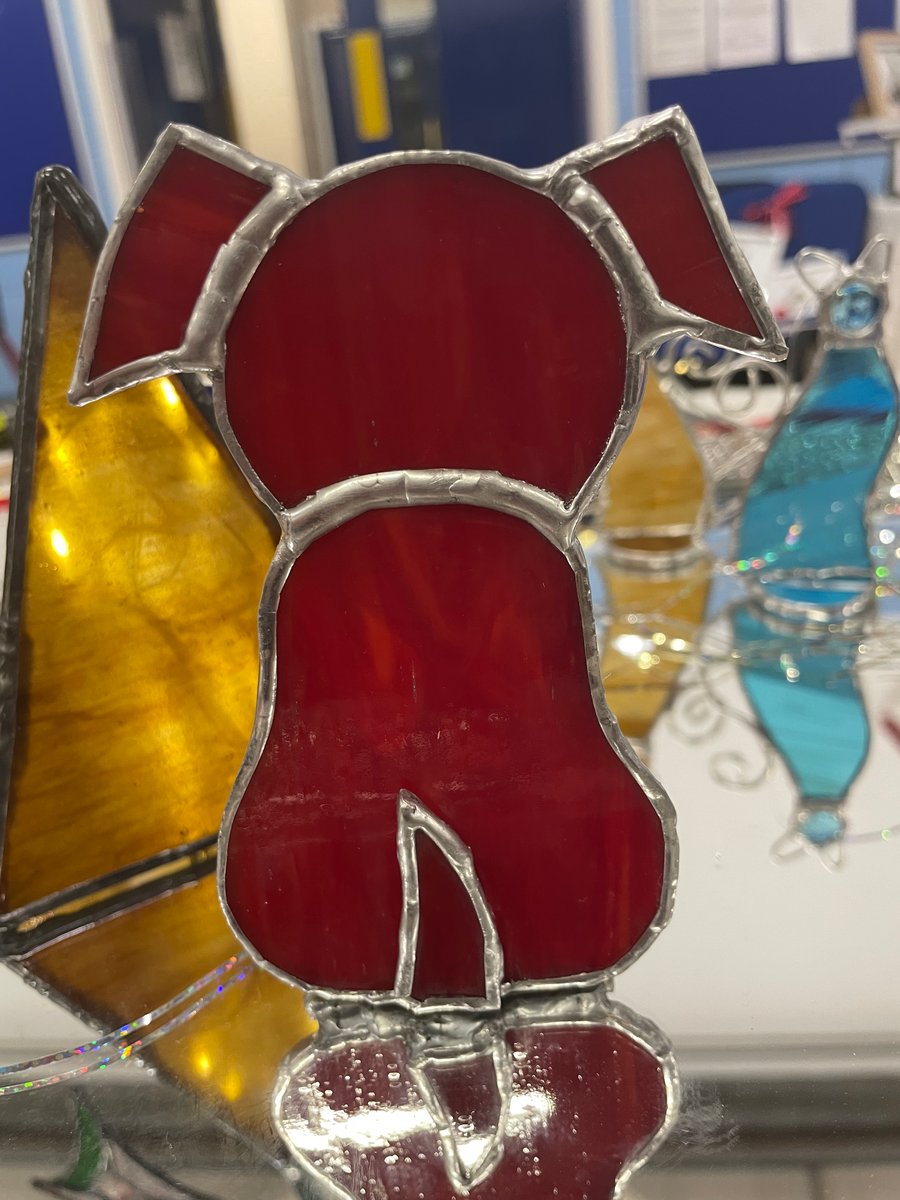 Freestanding stained glass dog - Folksy