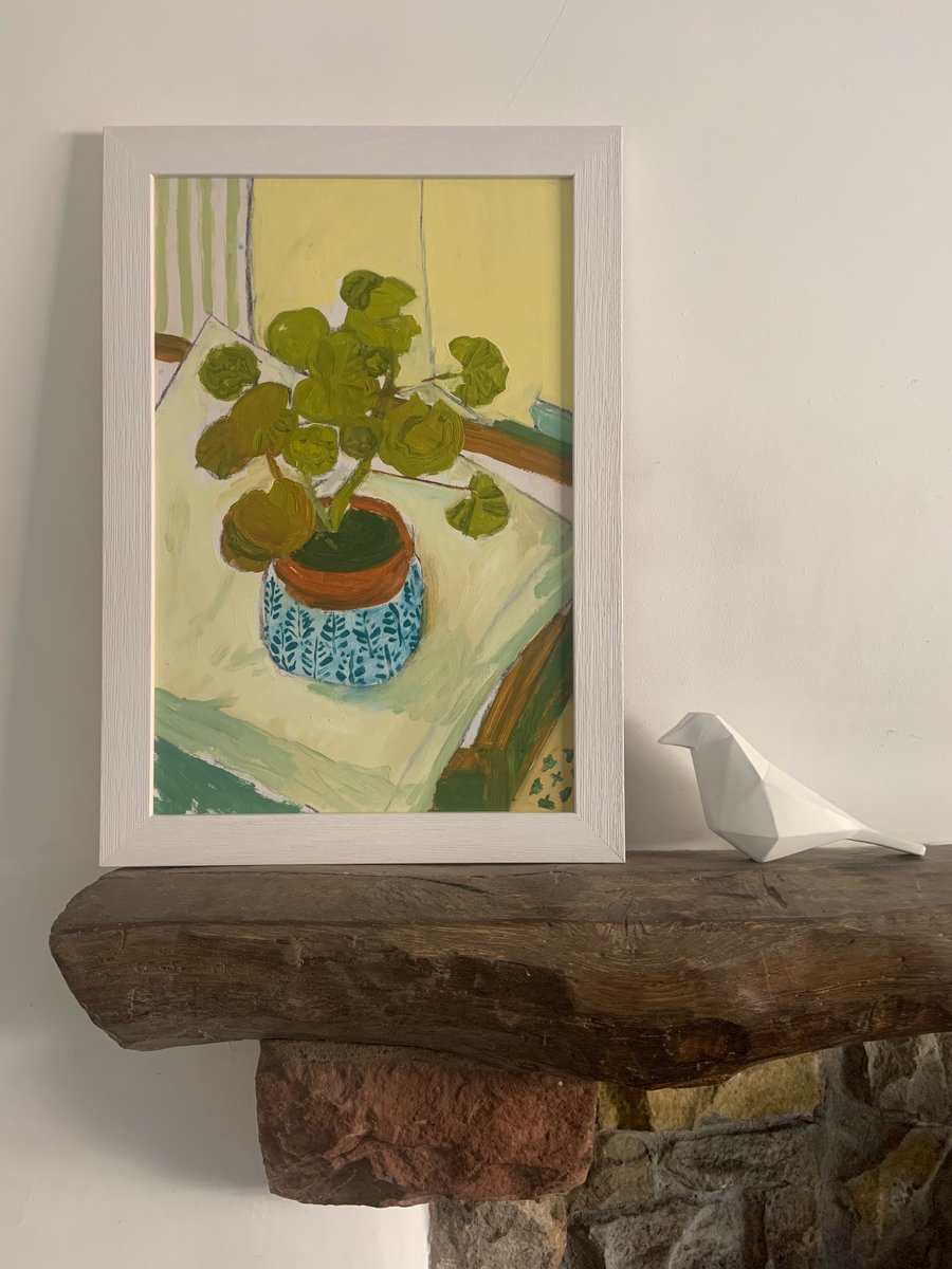 Geranium Oil Painting on reclaimed wood - Folksy