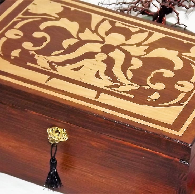 LOCKABLE Engraved - Handmade WOODEN box. Storag... - Folksy
