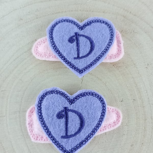 Initial Letter D Hair Clips - Pair of Letter D ... - Folksy