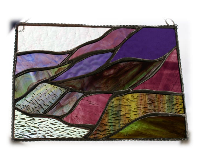 Scottish Mountains Panel Stained Glass Picture ... - Folksy