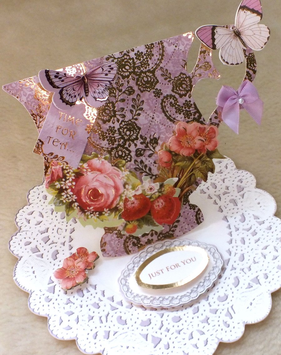 Luxury Handmade Tea Cup Mother's Day Card - Folksy