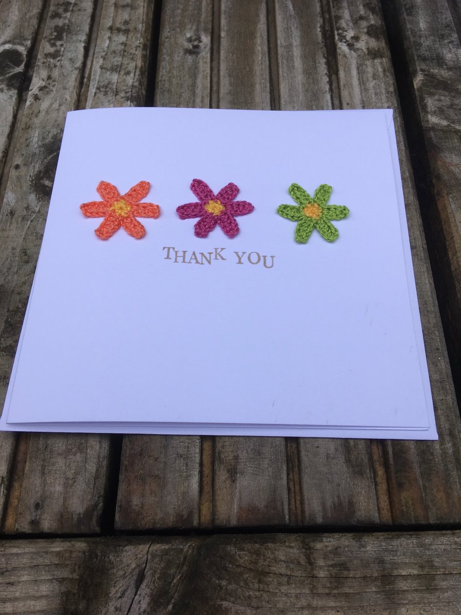 Crochet flower card - Folksy