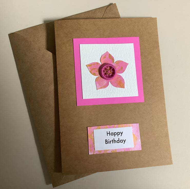 Handcrafted Birthday Card embellished with a Do... - Folksy