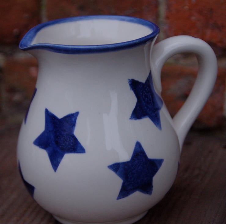 blue star half litre jug - Folksy