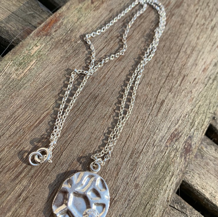 Precious metal clay silver pendant and crystal - Folksy