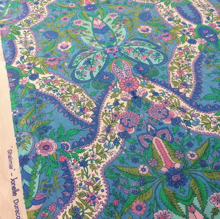 Blue Green and PInk SHALIMAR Jonelle Vintage Fa... - Folksy