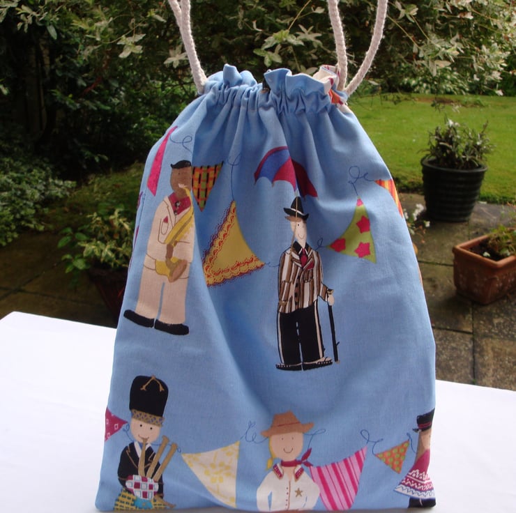 Drawstring Book Bag - PE Bag - External Zip Po... - Folksy