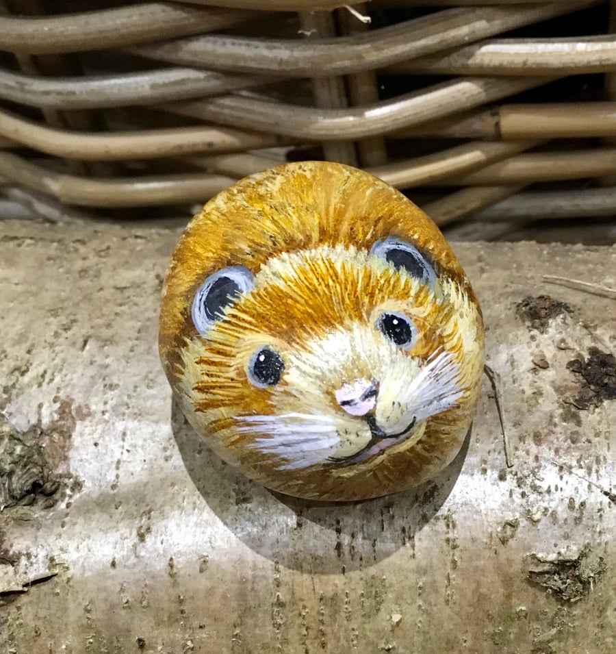 Hamster hand painted pebble garden rock art wil... - Folksy