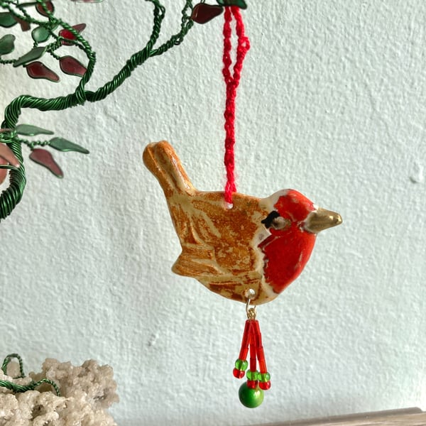 Robin hanging ornament - Folksy