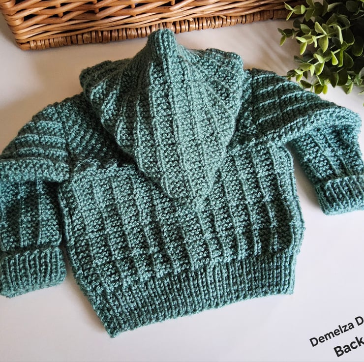 Baby Hand Knitted Boys Hooded Jacket 0-6 month... - Folksy