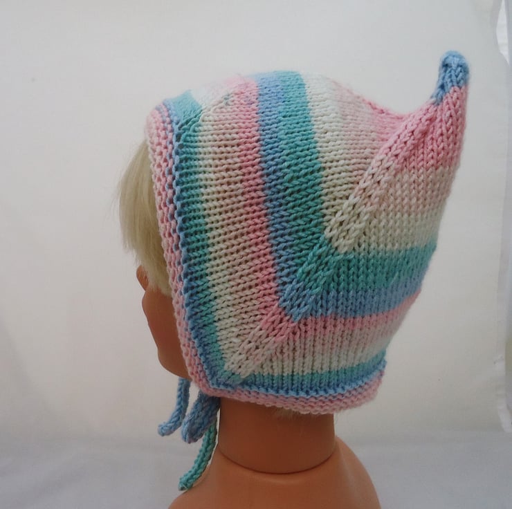 Hand knitted Baby Pixie Bonnet, Baby Pixie Hat,... - Folksy
