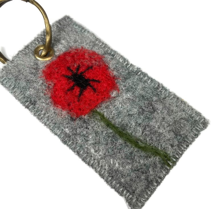 Felted Poppy Keyring - Folksy