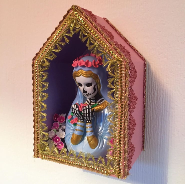 Kitsch Day Of The Dead Santa Muerte Wall Altar ... - Folksy