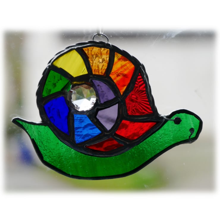 Snail Suncatcher Stained Glass Handmade Rainbow... - Folksy