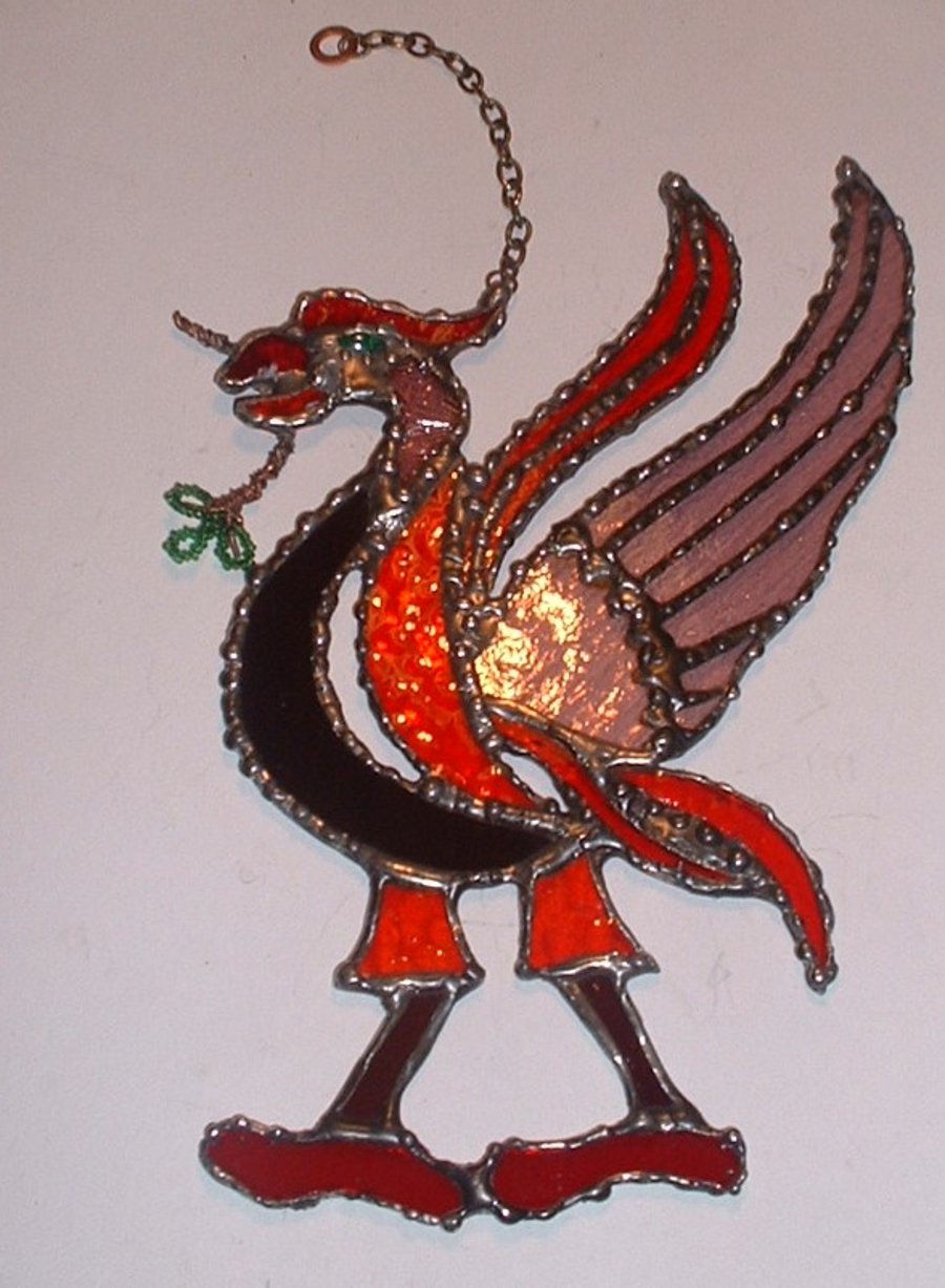 Stained Glass Liver Bird Suncatcher Wall Decora... - Folksy