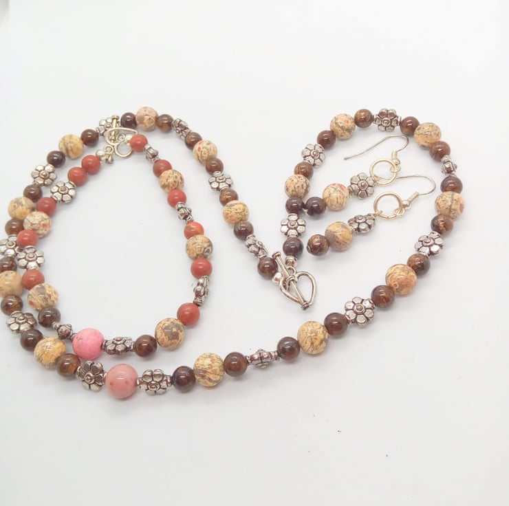 Jasper and Mahogany Obsidian 3 Piece Jewellery Set - Folksy