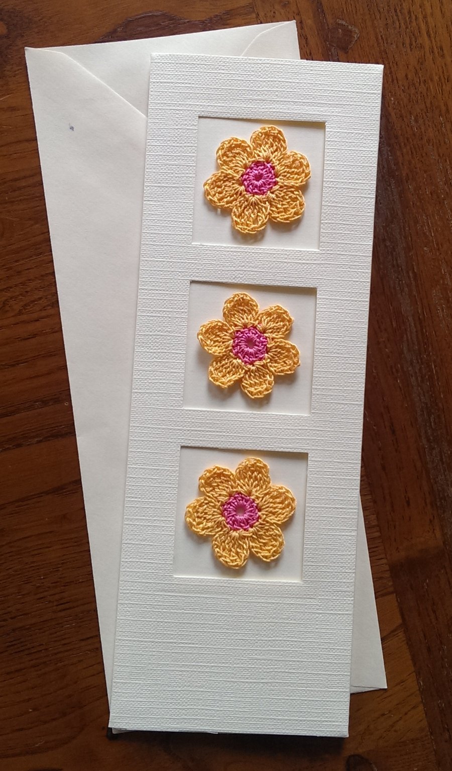 TALL CREAM LINEN EFFECT CARD- 3 LOVELY ORANGE ... - Folksy