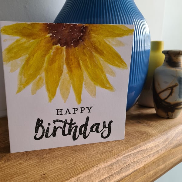 Yellow sunflower watercolour birthday card hand... - Folksy