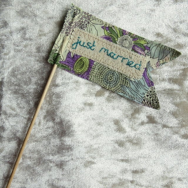 Just Married. A mini fabric flag, made from Li... - Folksy
