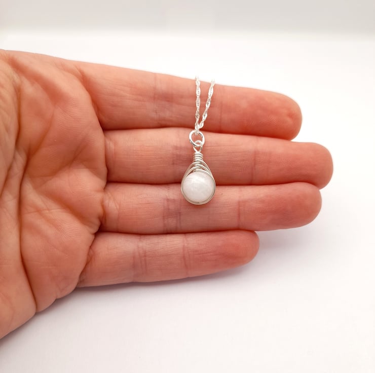 Sterling Silver Moonstone Pendant Necklace - Folksy