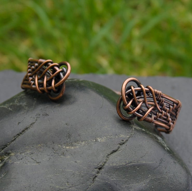 Copper Wire Wrapped Cuff with Purple Dichroic G... - Folksy
