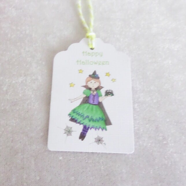 Halloween Little Witch Gift Tags - set of 4 tags - Folksy