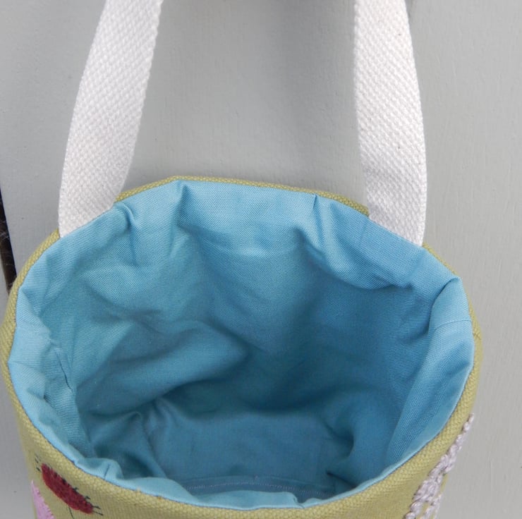 Screen printed fabric basket - Hedgerow Design - Folksy